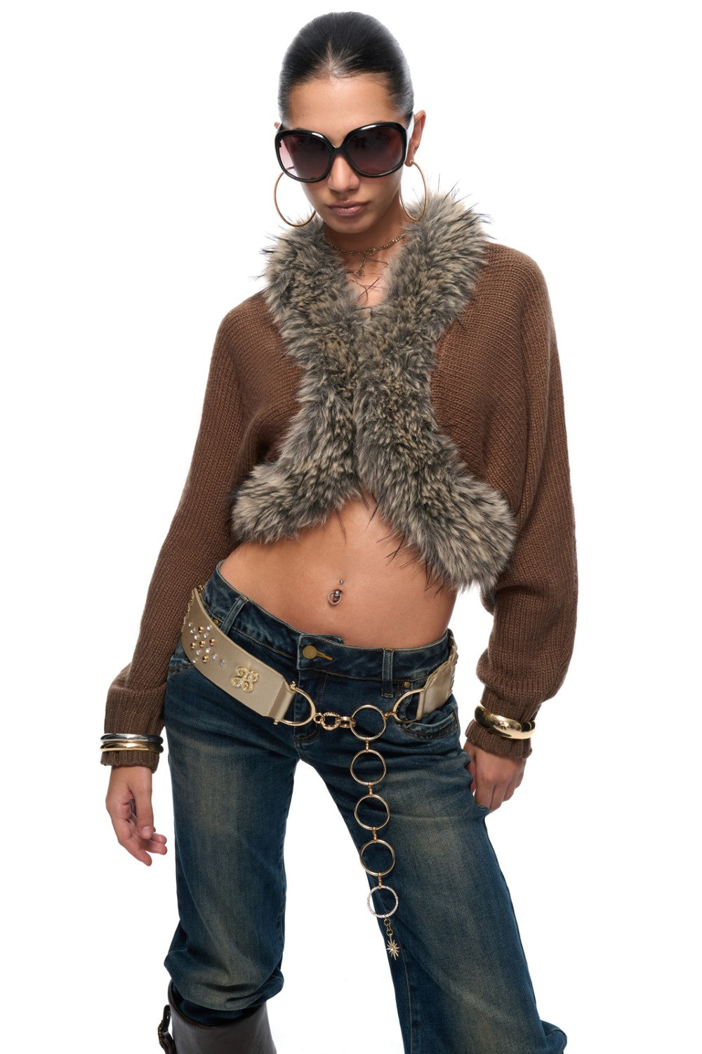 Cross Fur Trim Cardigan – Pixie Rebels