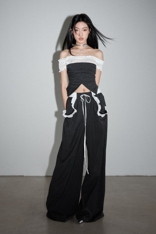 Pinstripe Ruffle Corset Top – Pixie Rebels