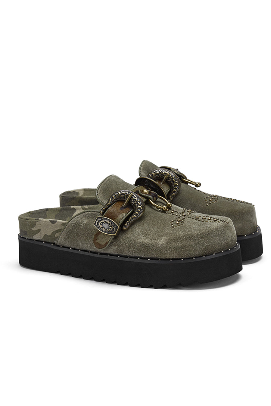 Camo Cross Stud Clogs – Pixie Rebels