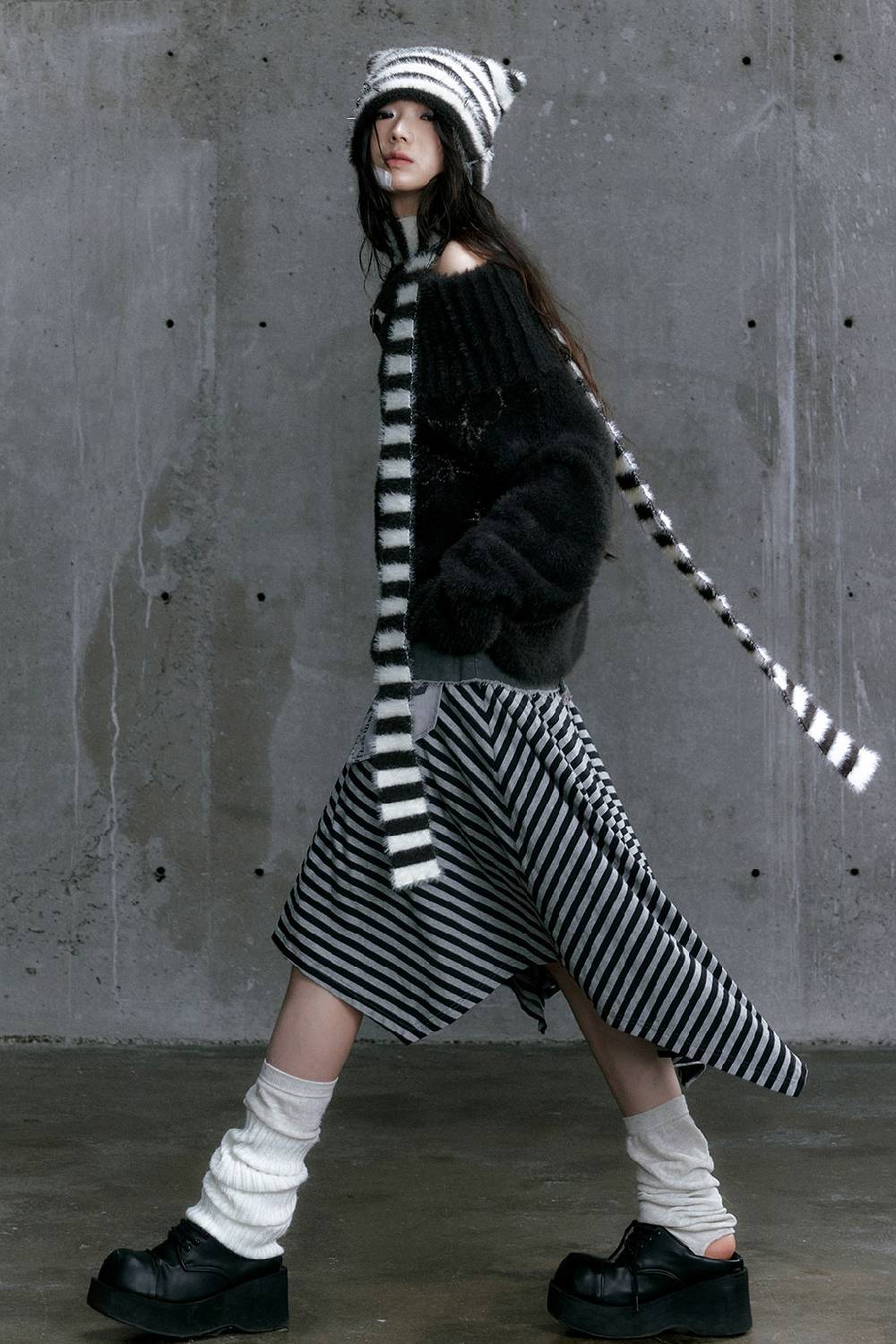 Furry Striped Scarf – Pixie Rebels