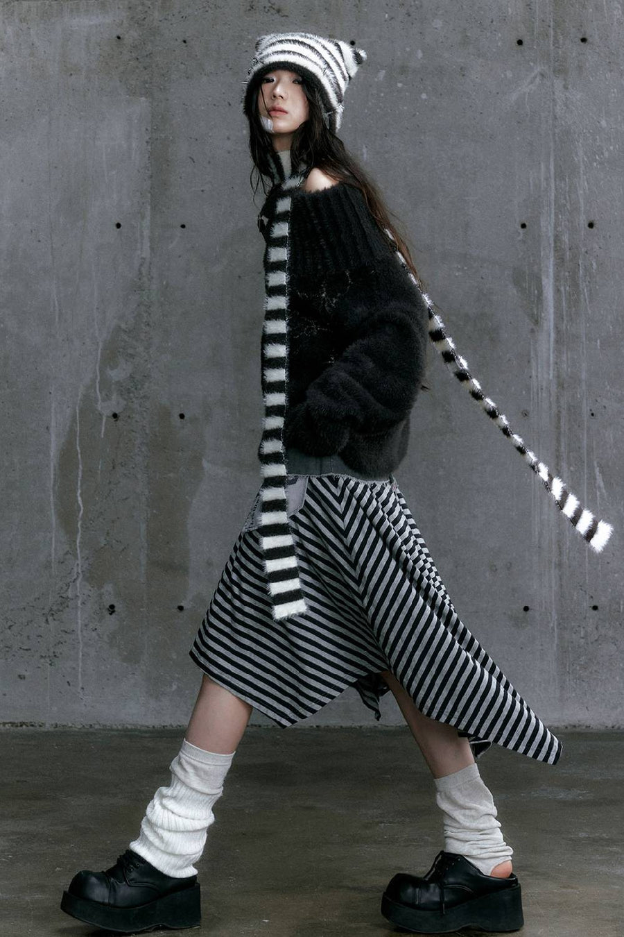 Furry Striped Scarf – Pixie Rebels