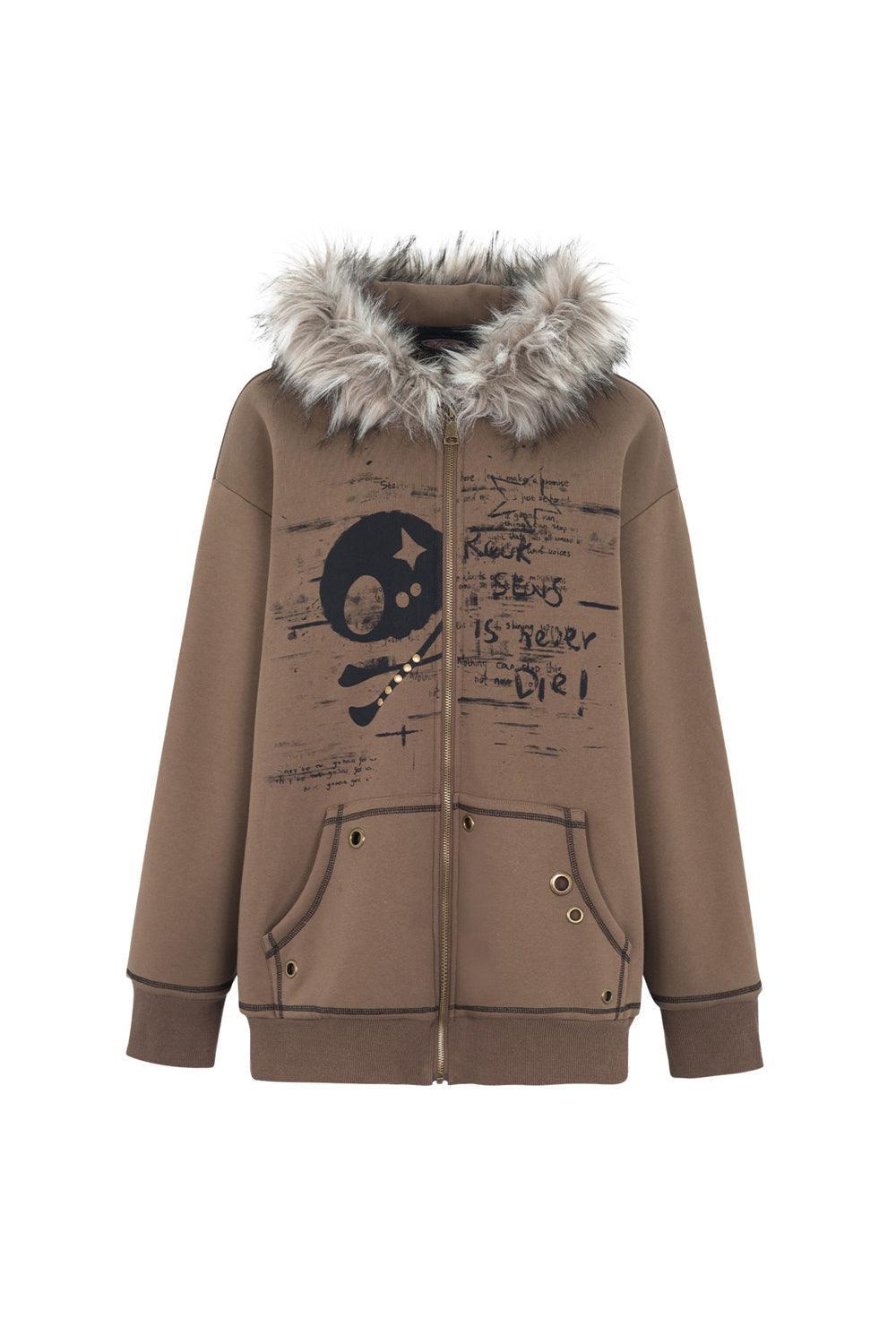 Skull Print Oversized Jacket - Pixie Rebels