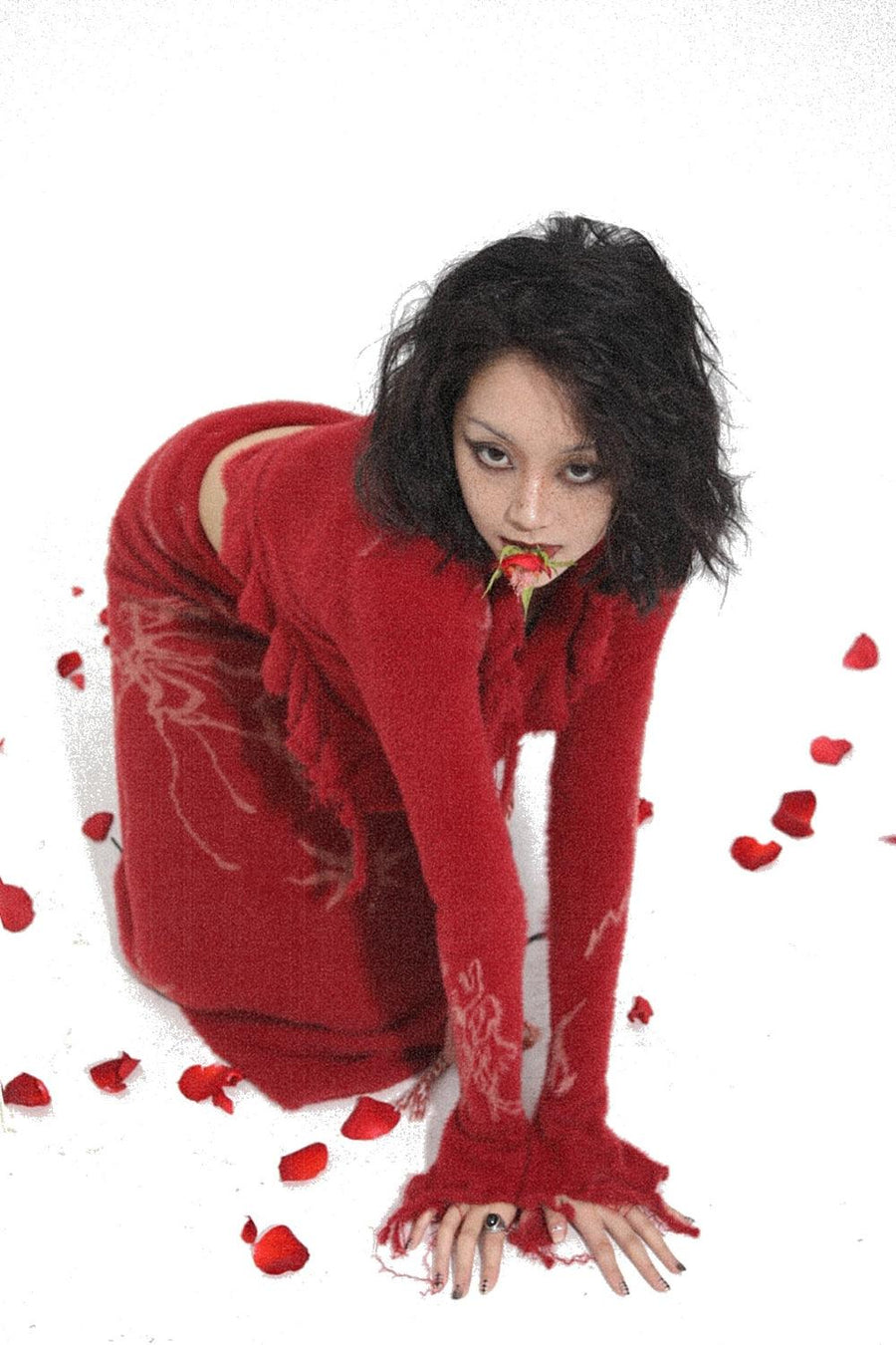 Pixie Rebels Cropped Knit Cardigan Red - Edgy and Chic